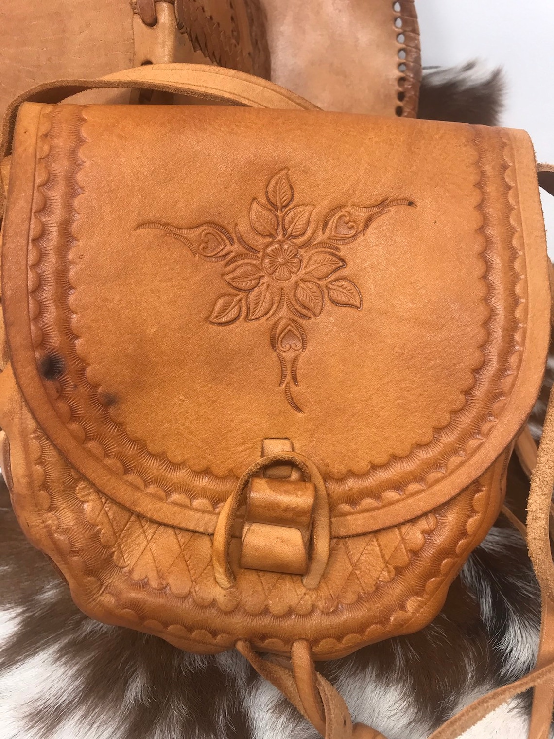 Leather Tooled Small Handmade Purse cross Body Bag Crossbody - Etsy