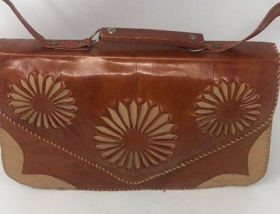 Vintage leather hand crafted handbag,Leather purse,Vi… - Gem