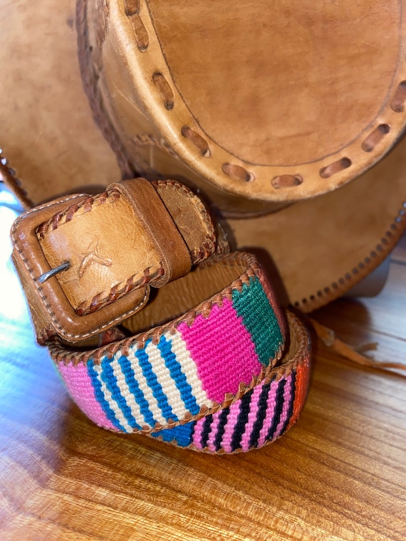 vintage handmade leather belt - Gem