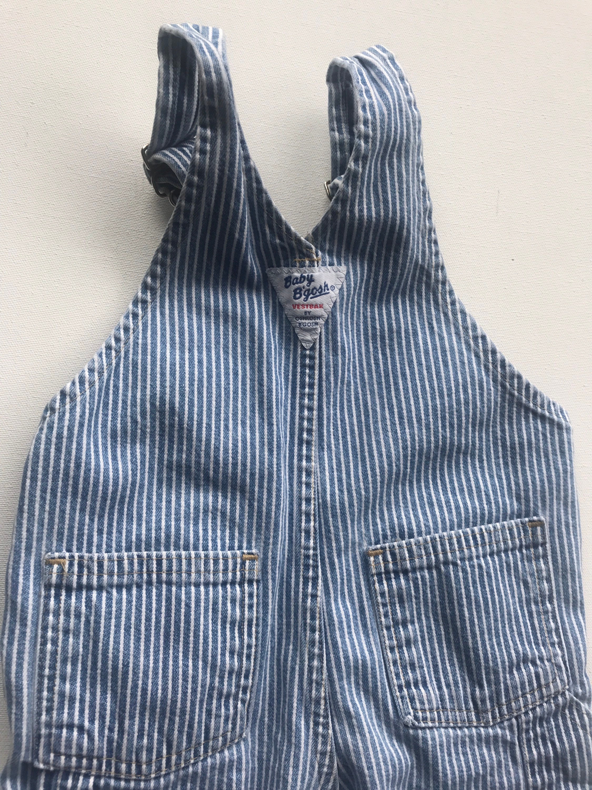 Oshkosh 18 month Conductor train blue and white striped | Etsy