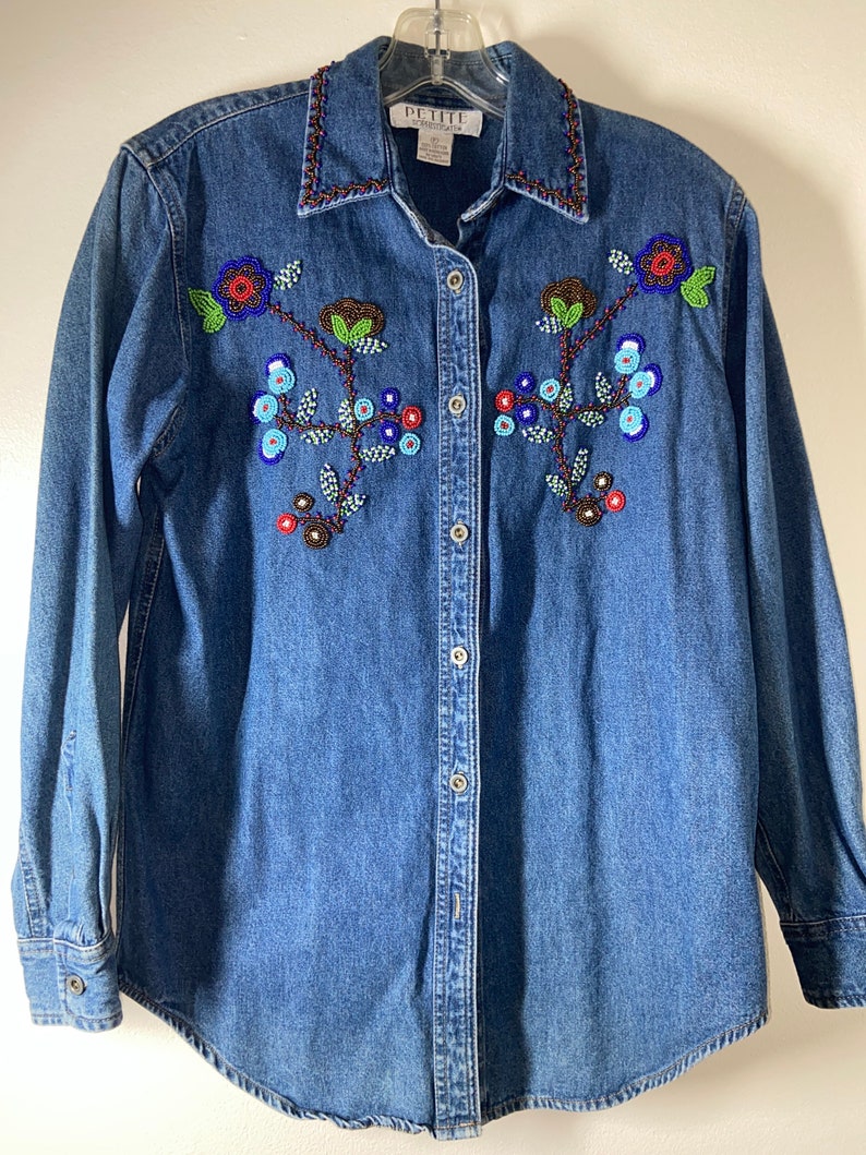 Vintage Denim Shirtvintagevintage Blousedenimdenim Shirt - Etsy