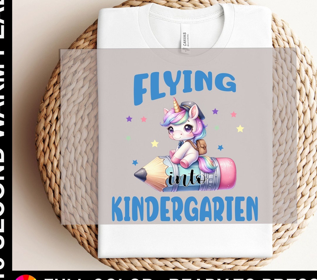 Unicorn Back to School DTF Transfer: Ready to Press for Kindergarten to ...