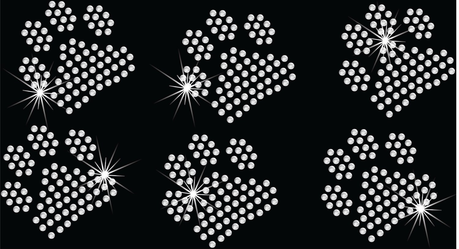 Set Of 6 Xs Paw Print Iron On Rhinestone Transfer Bling Etsy