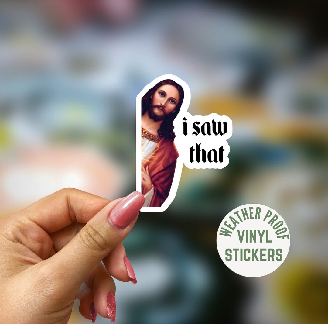 I Saw That, Jesus Glitter Sticker, Water Bottle Stickers, Funny ...