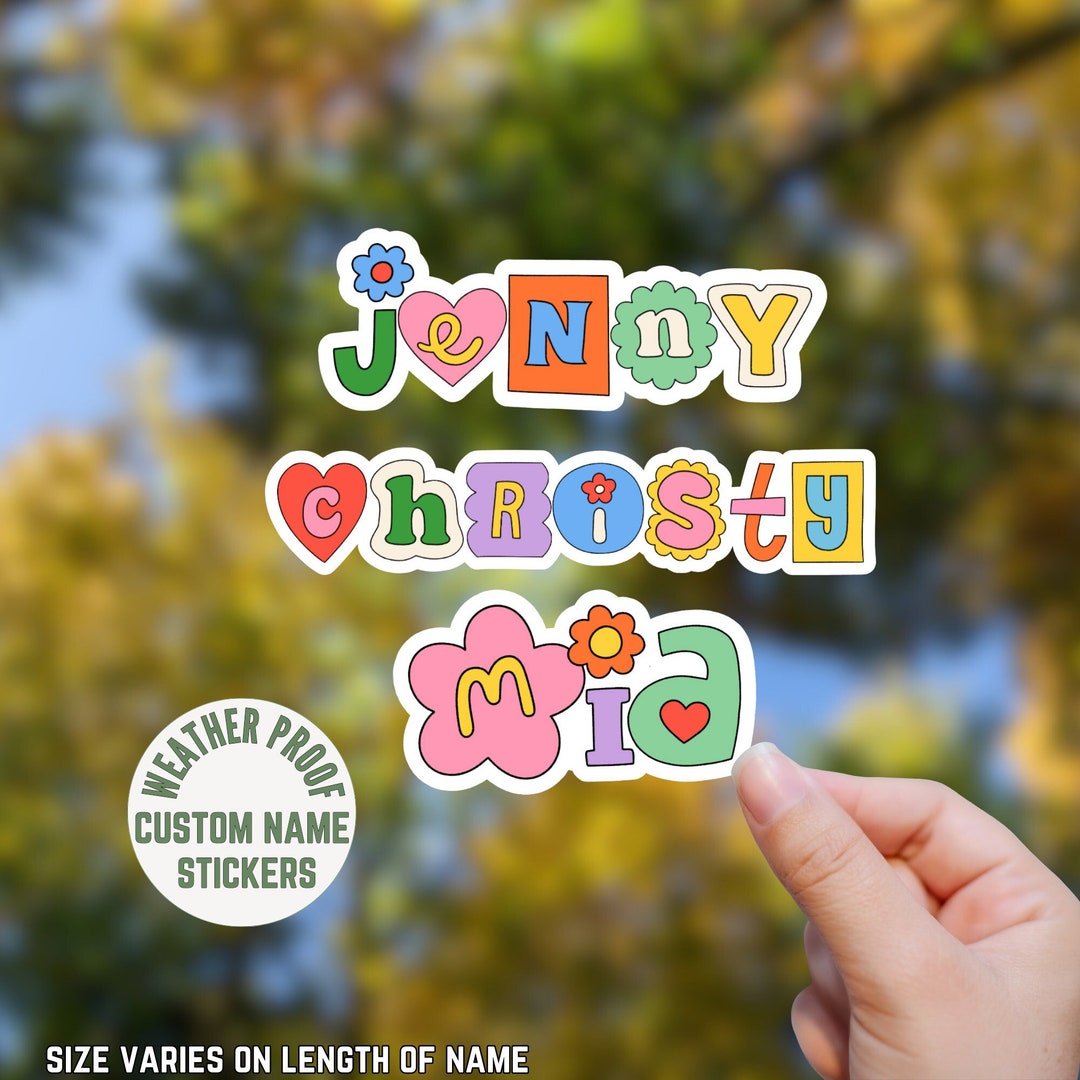 Custom Groovy Ransom Font Sticker, Custom Name Glitter Sticker ...