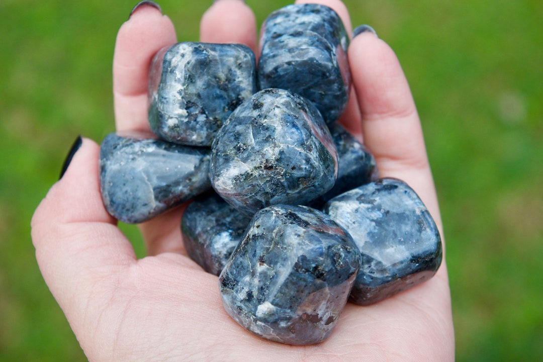 XL Larvikite Tumbled Stone | Black Moonstone | Feldspar Labradorite - Etsy