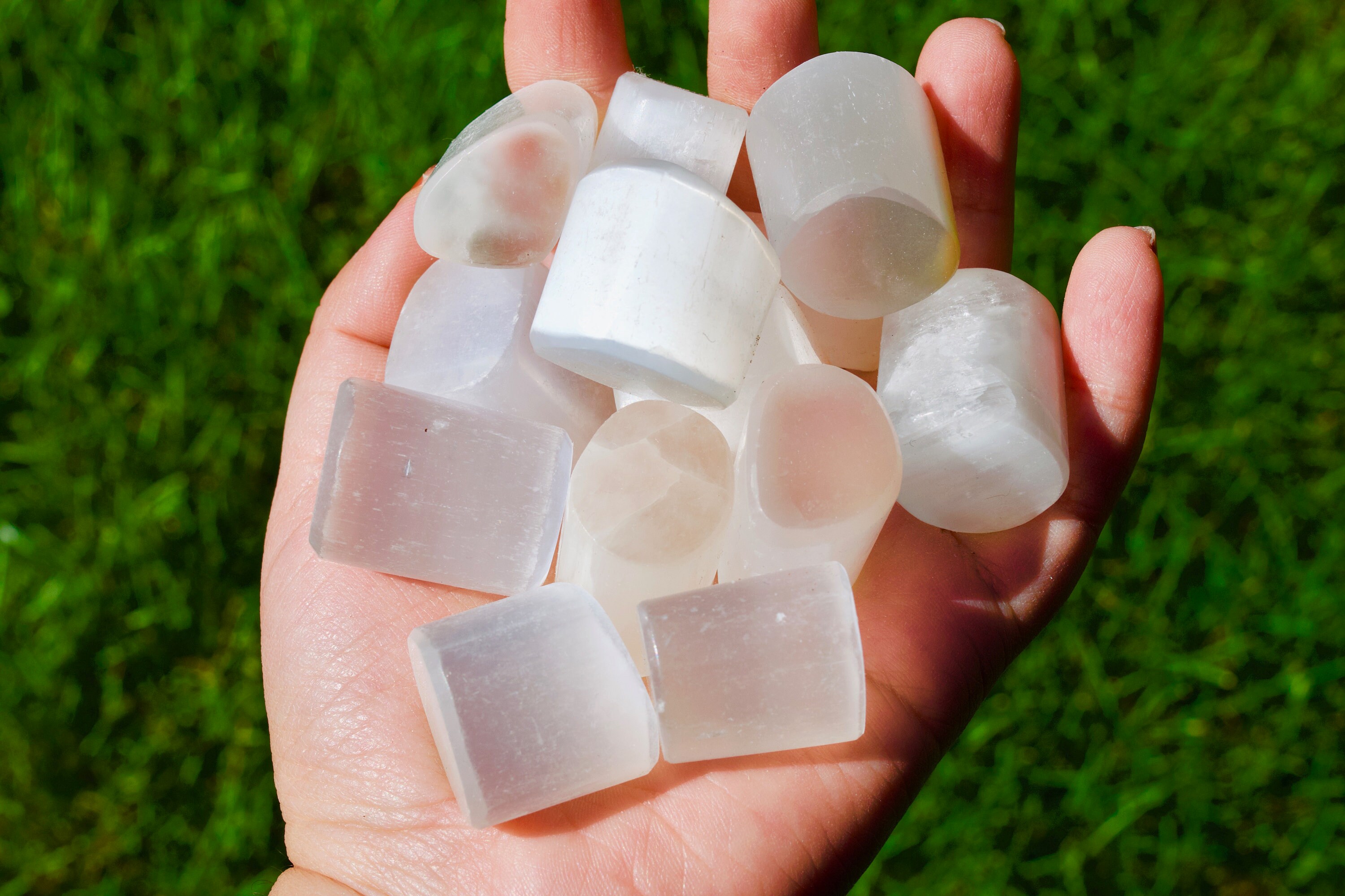 Large Selenite Tumbled Stone | Crystal Affirmation" I Am Cleansed and ...