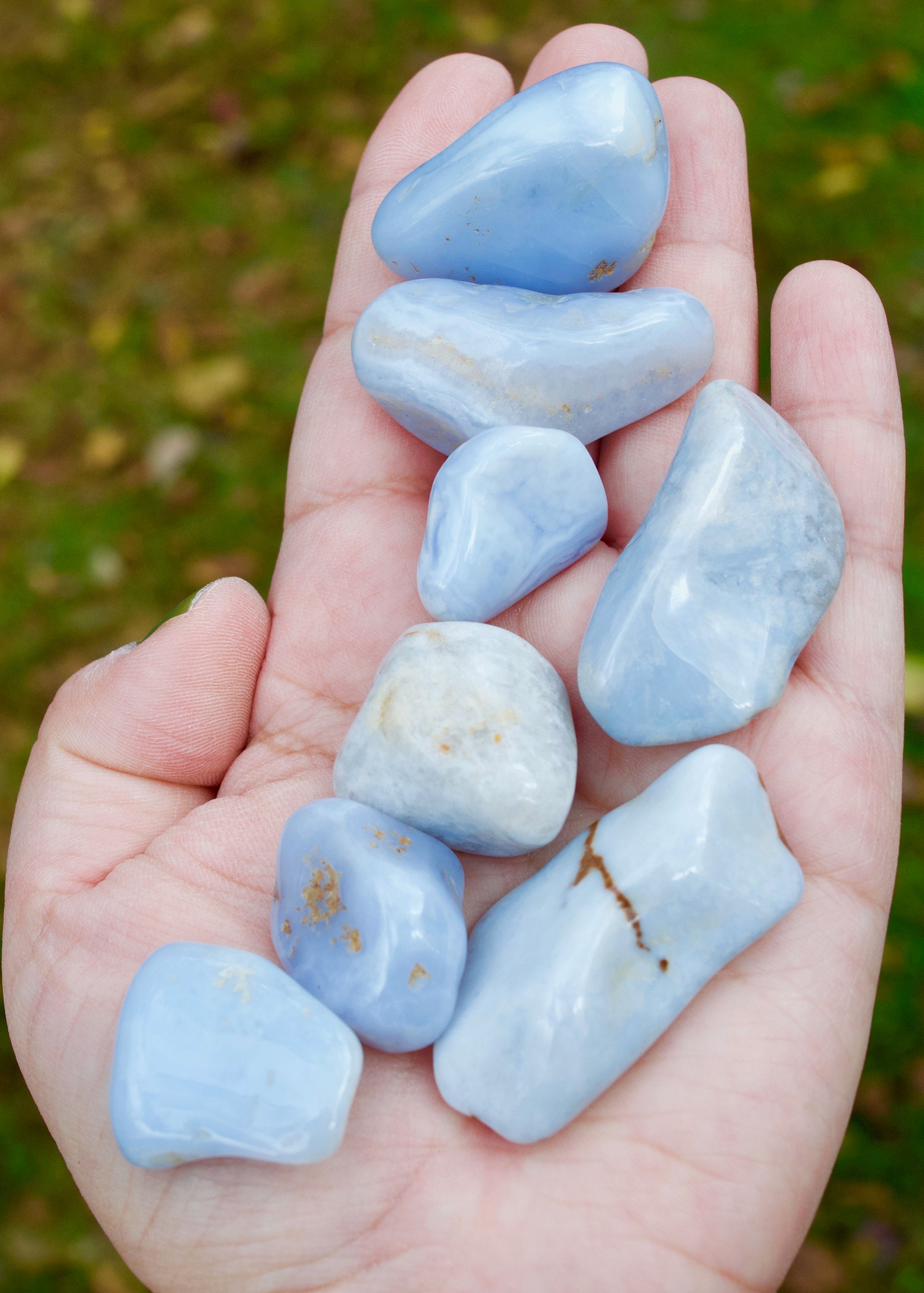Natural Blue Chalcedony Tumbled Stone From Madagascar - Etsy
