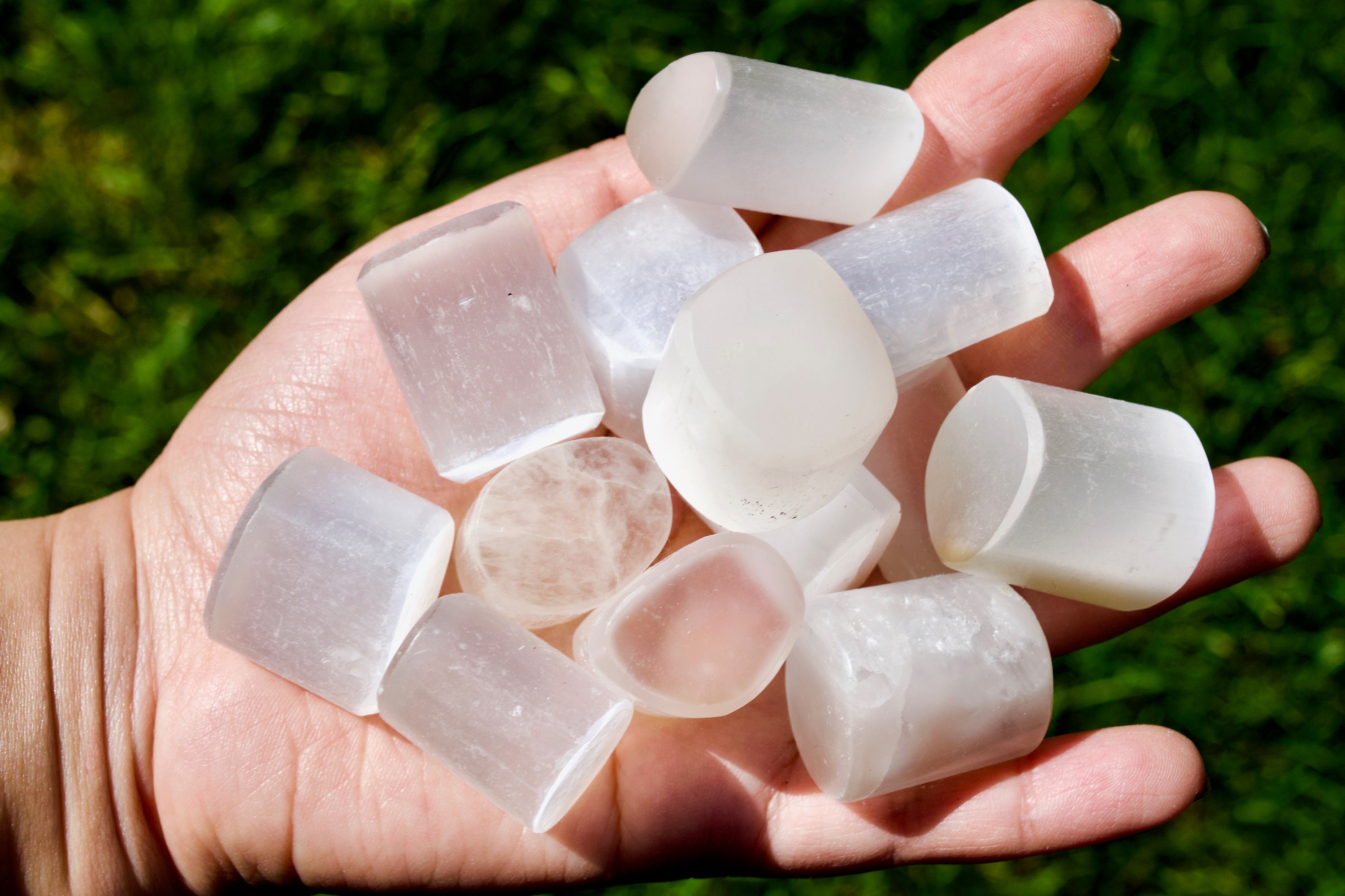 Large Selenite Tumbled Stone | Crystal Affirmation" I Am Cleansed and ...