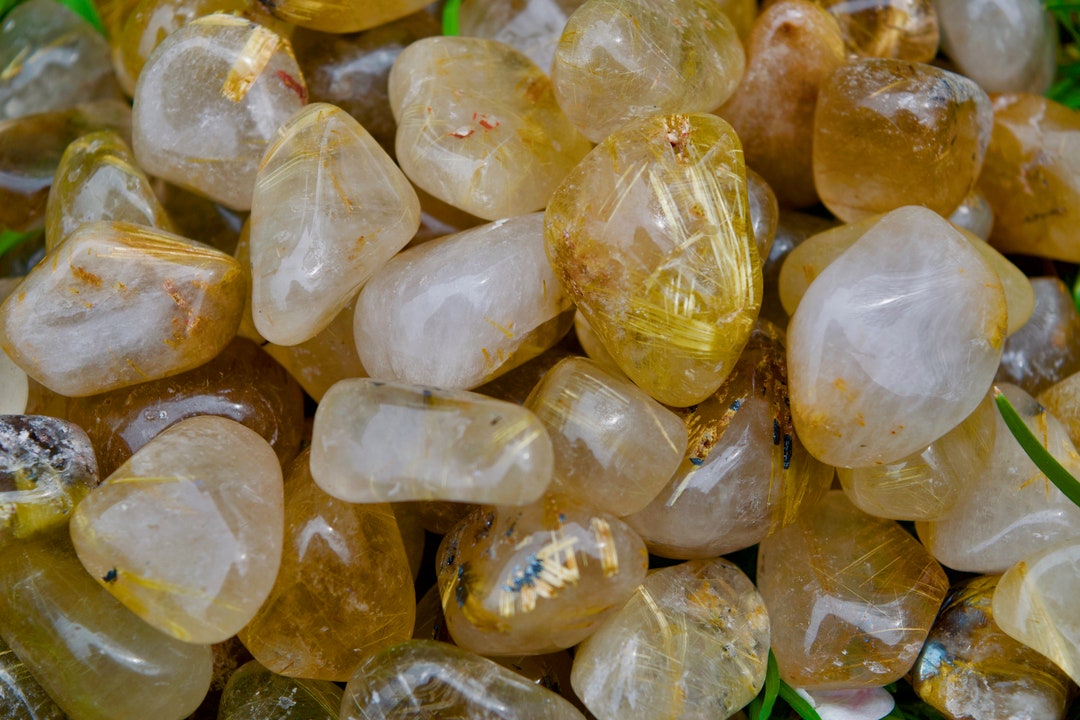Gold Rutilated Quartz Tumbled Stone | Crystal Affirmation "my Mind is ...