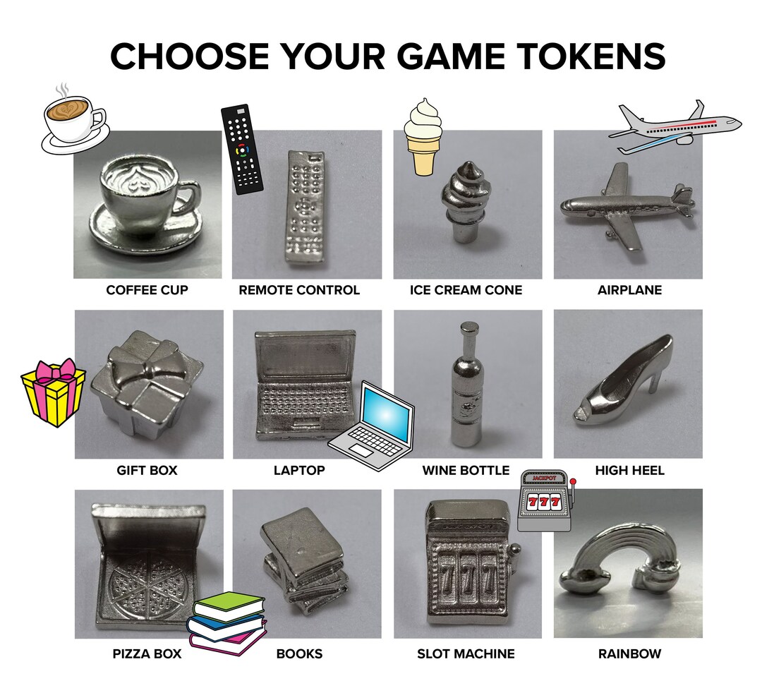 Metal Board Game Tokens-customopoly Pawns Game Pieces-gamer Gift - Etsy
