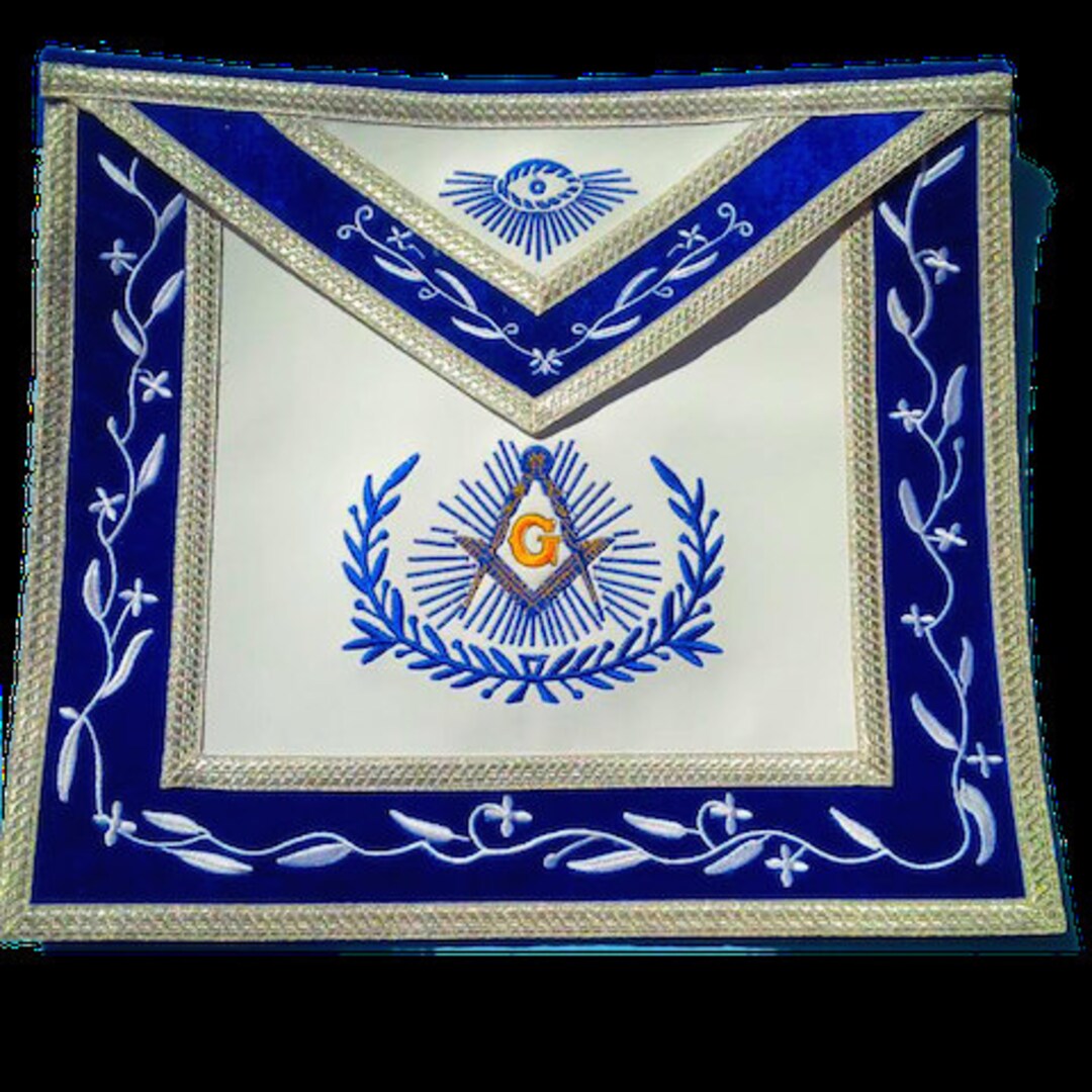 Masonic Master Mason Apron Royal Blue Borders Silver Metallic Braid ...