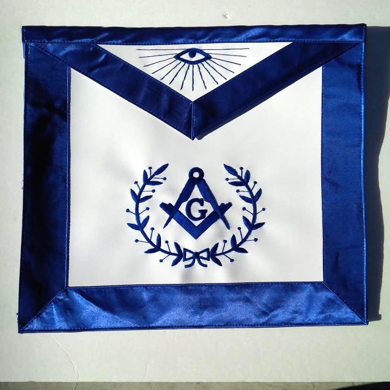 Masonic Master Mason Royal Blue Satin Borders Apron Size 16 Inches Wide ...