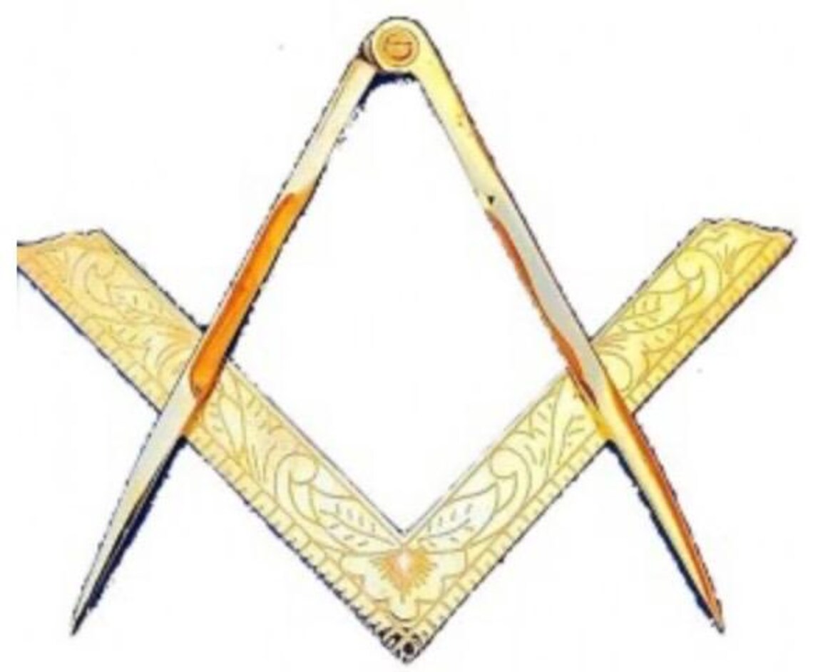 Antique Masonic Lodge Ceremonial Golden 6" LARGE Square and Compass for ...