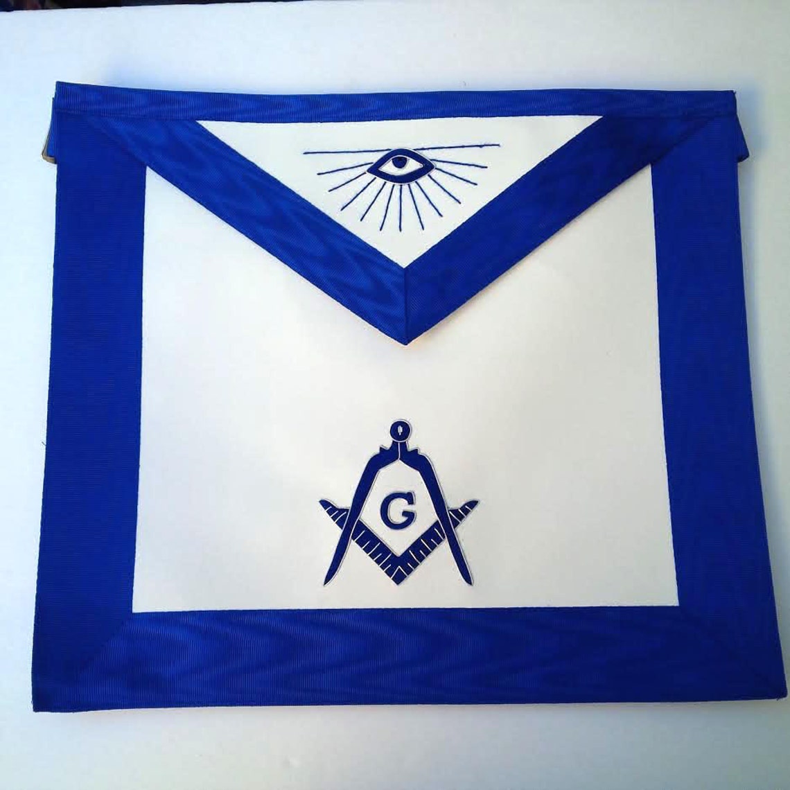 Masonic Master Mason Apron Blue Grosgrain Ribbon Border Size 16 Inches ...