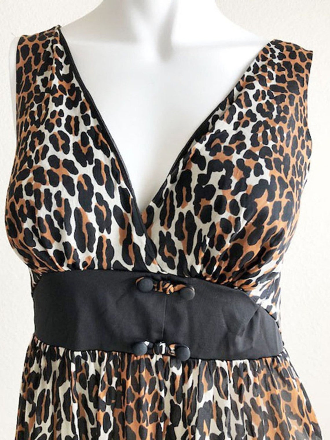 Vintage 60s Sheer Safari Leopard Animal Print Lingerie Lounge Slip ...