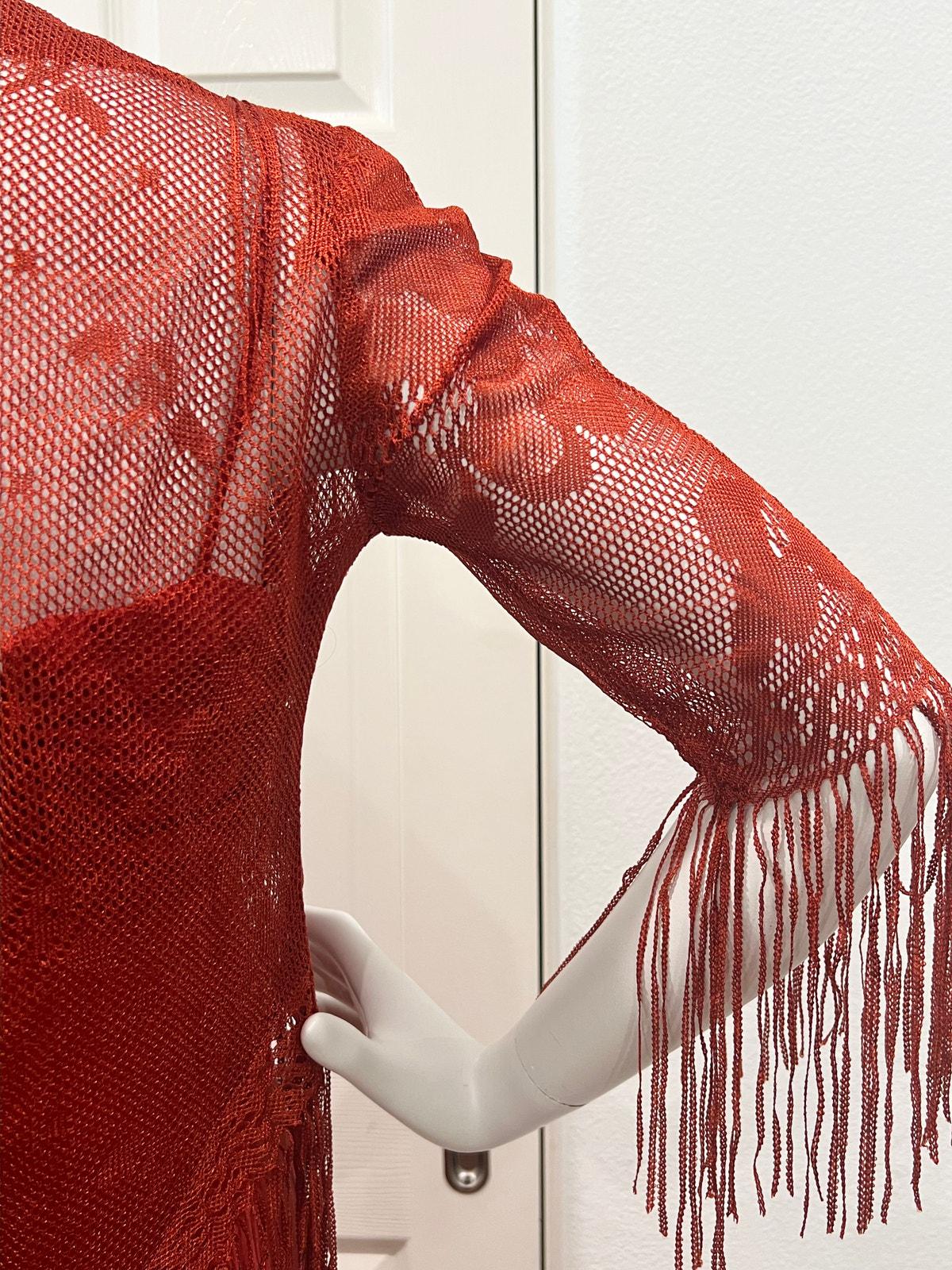 Vintage 70s Rust Disco / 1970s Fringe Dress / Strappy Polyester Evening ...