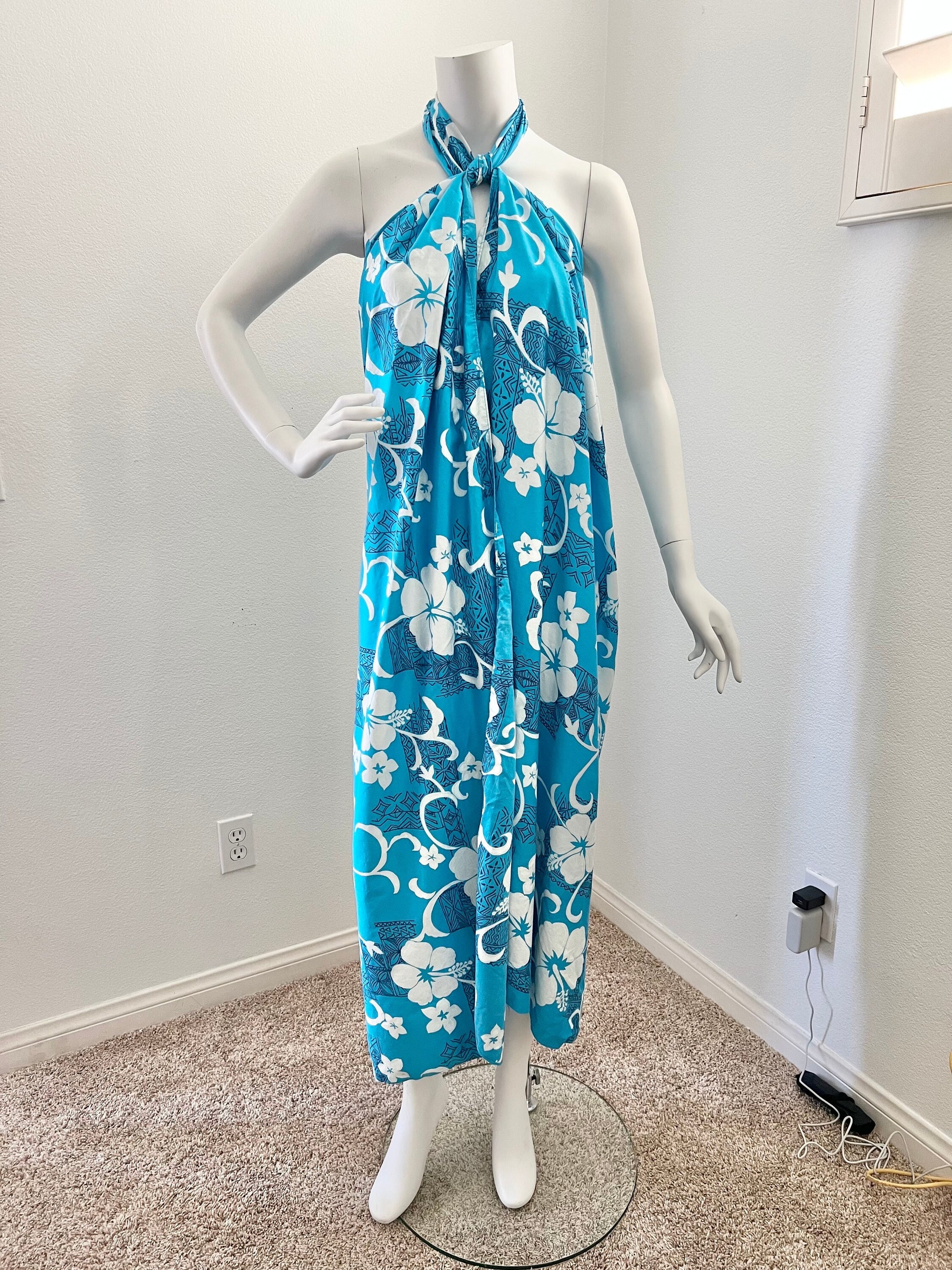 Vintage 80s Blue Hibiscus Floral / 1980s Hilo Hatties / Hawaiian Wrap ...