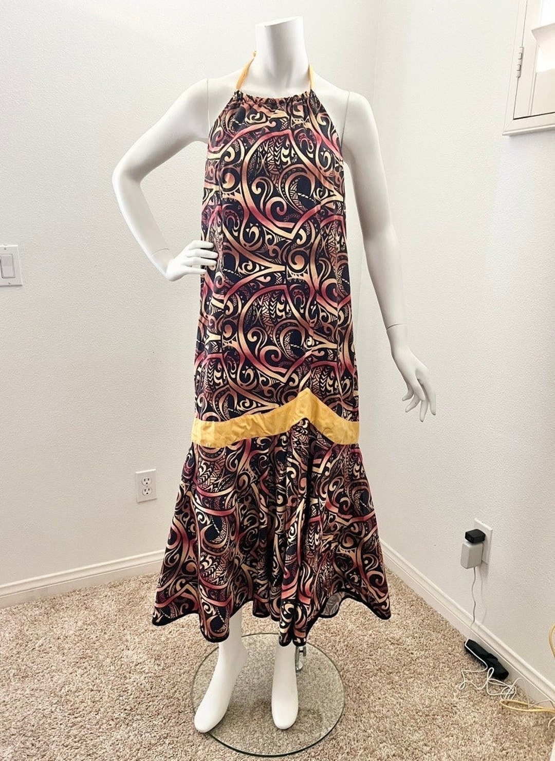 Vintage 90s / Islander Print Samoan Halter Dress / Puletasi Design ...