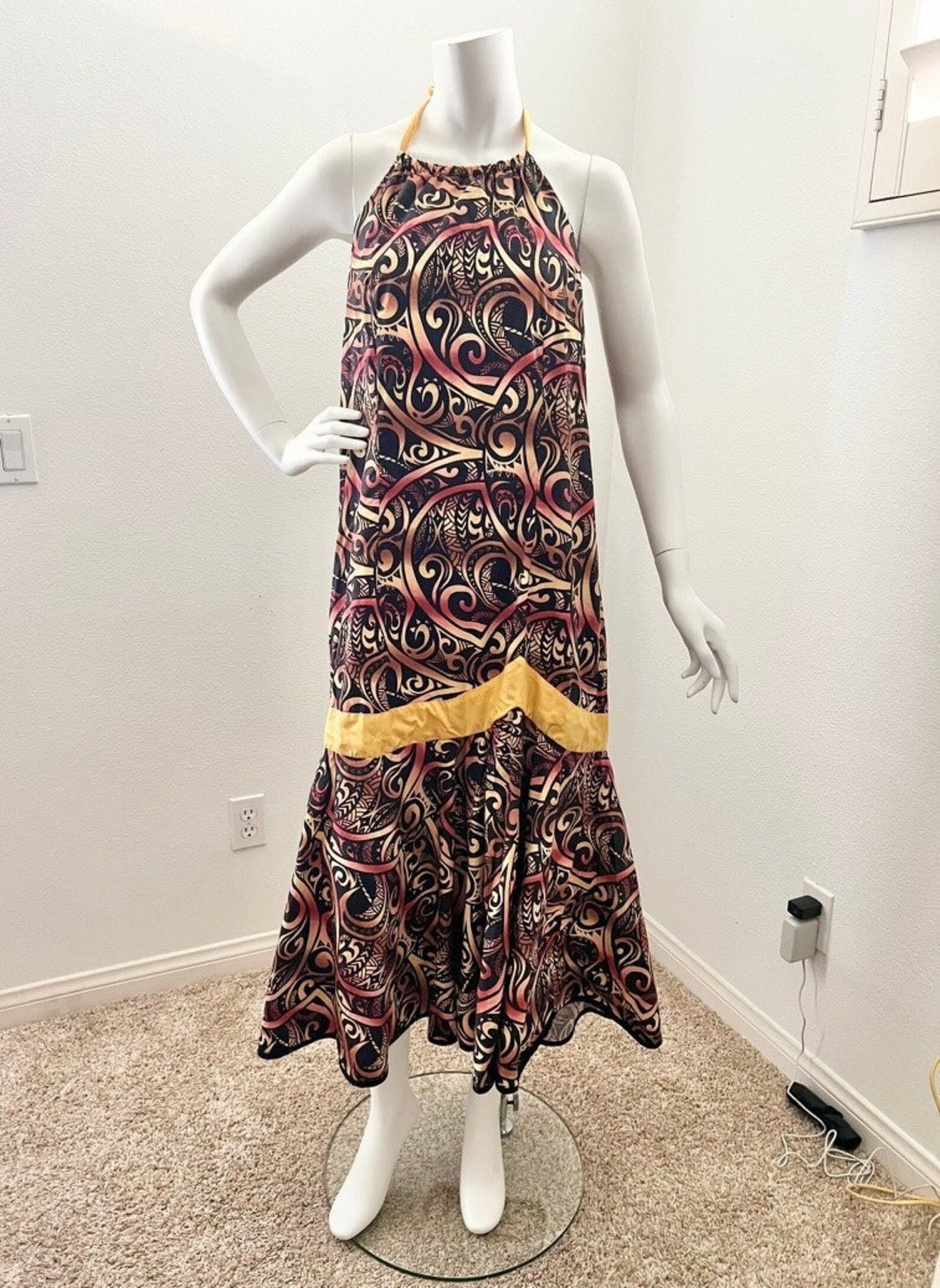 Vintage 90s / Islander Print Samoan Halter Dress / Puletasi Design ...