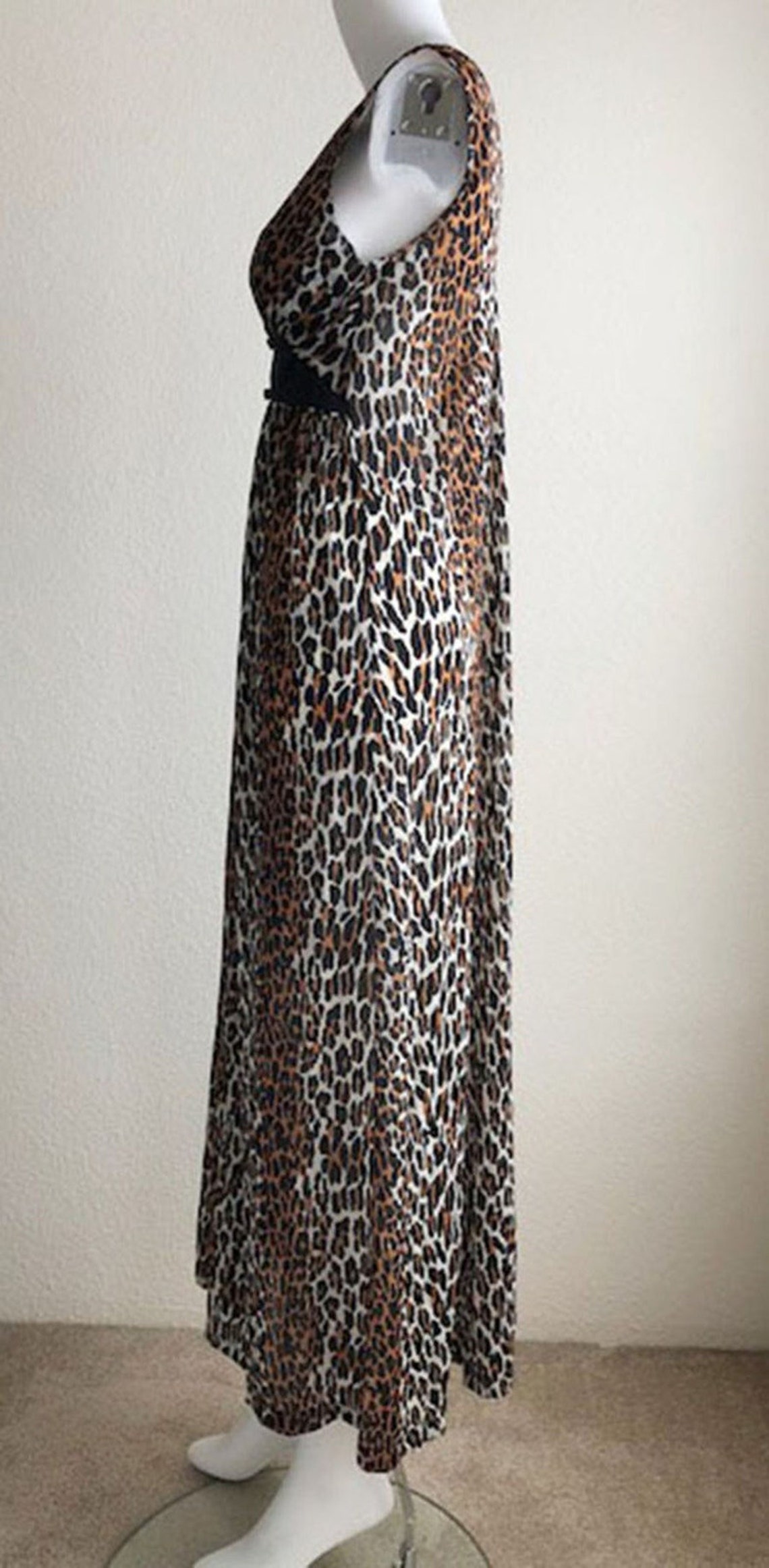 Vintage 60s Sheer Safari Leopard Animal Print Lingerie Lounge Slip ...