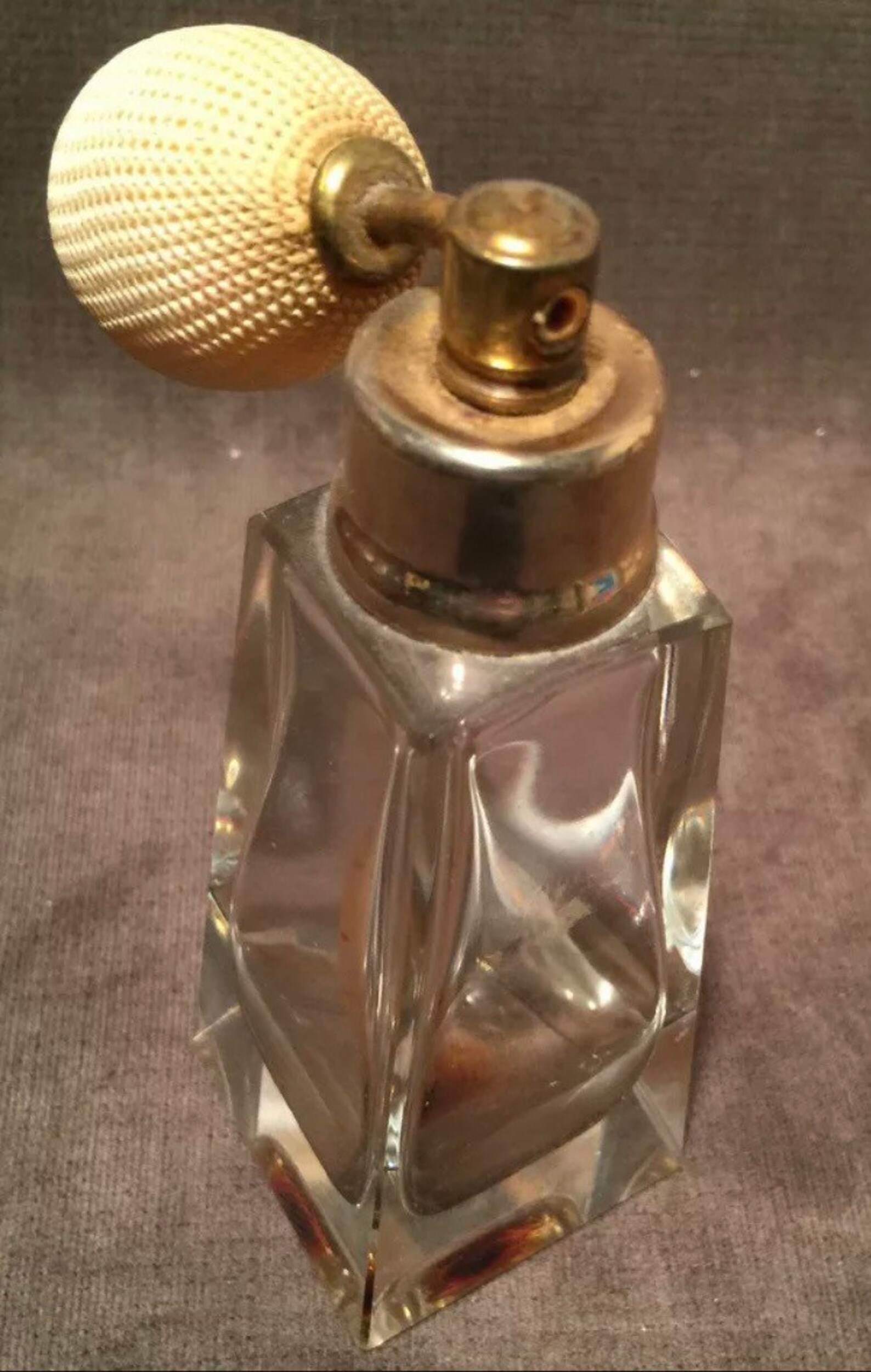 Vintage Clear Glass Perfume Pyramid Shape Bottle With Atomizer | Etsy