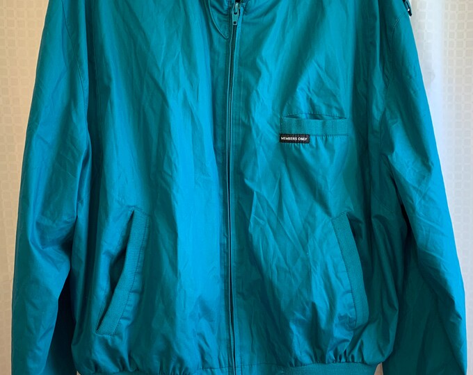 Vintage 80s Mens Members Only Iconic Racer Jacket 46 Green Zipper ...