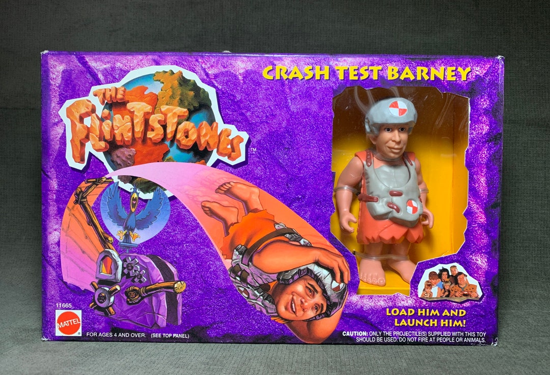 1993 Mattel the Flintstones Crash Test Barney Action Figure New in Box ...