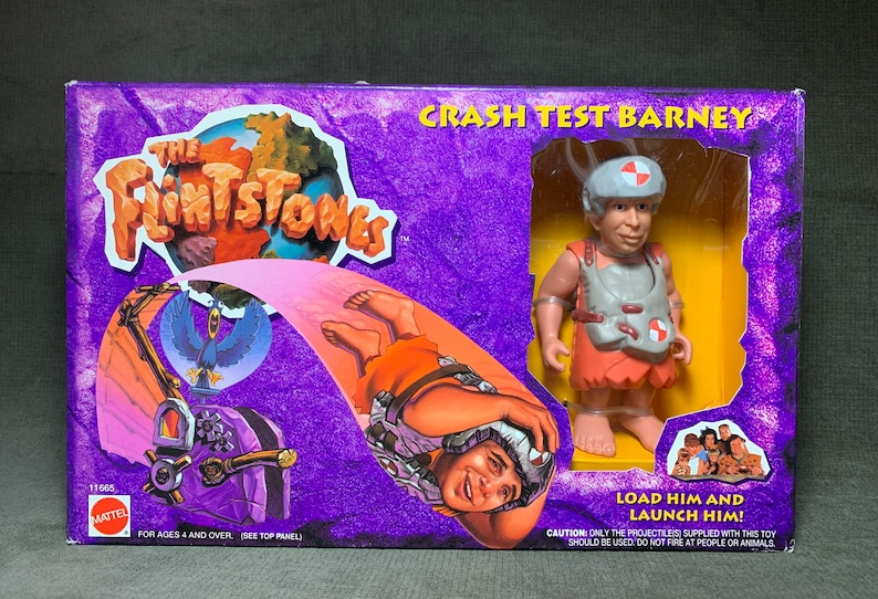 1993 Mattel the Flintstones Crash Test Barney Action Figure New in Box ...