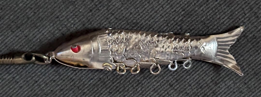 VTG Articulated Fish Carp Koi Key Chain Ring Fob Gold Tone Beaded Red ...