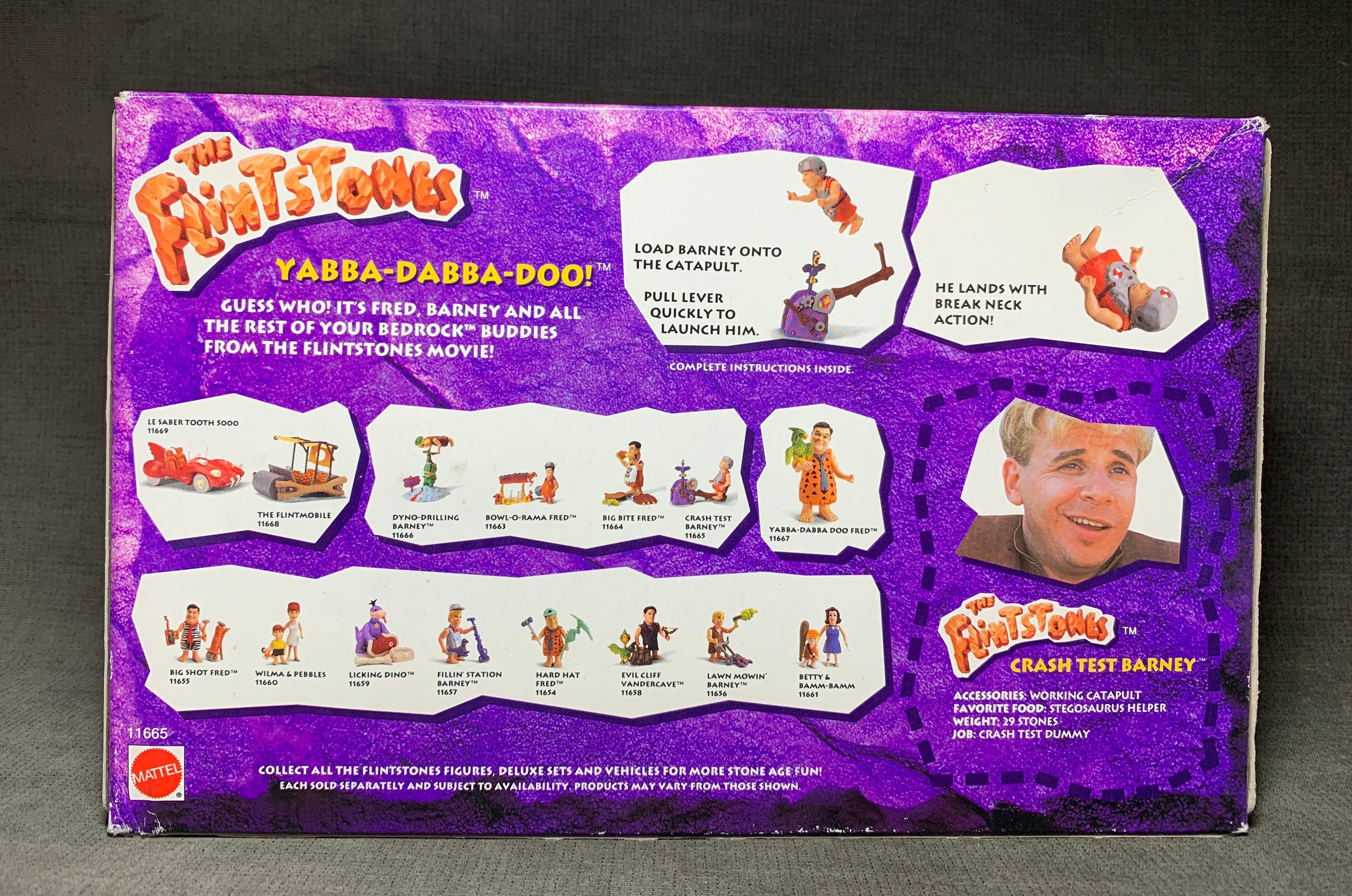 1993 Mattel the Flintstones Crash Test Barney Action Figure New in Box ...
