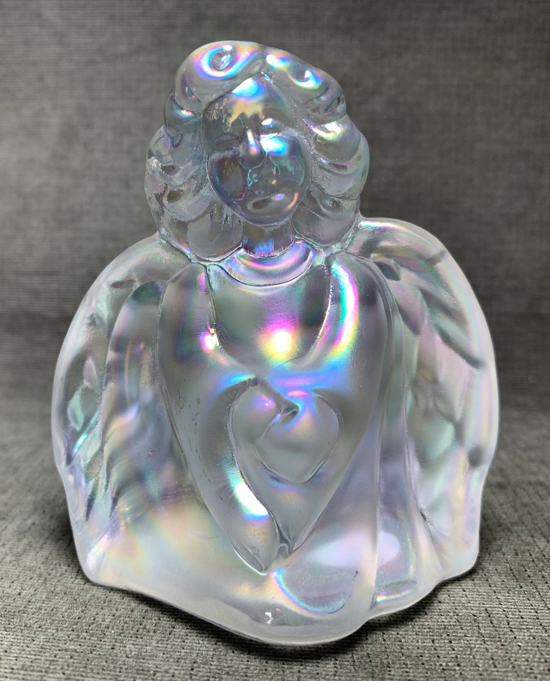 Fenton Art Glass Figurine Angel Sculpture Praying Heart Clear ...
