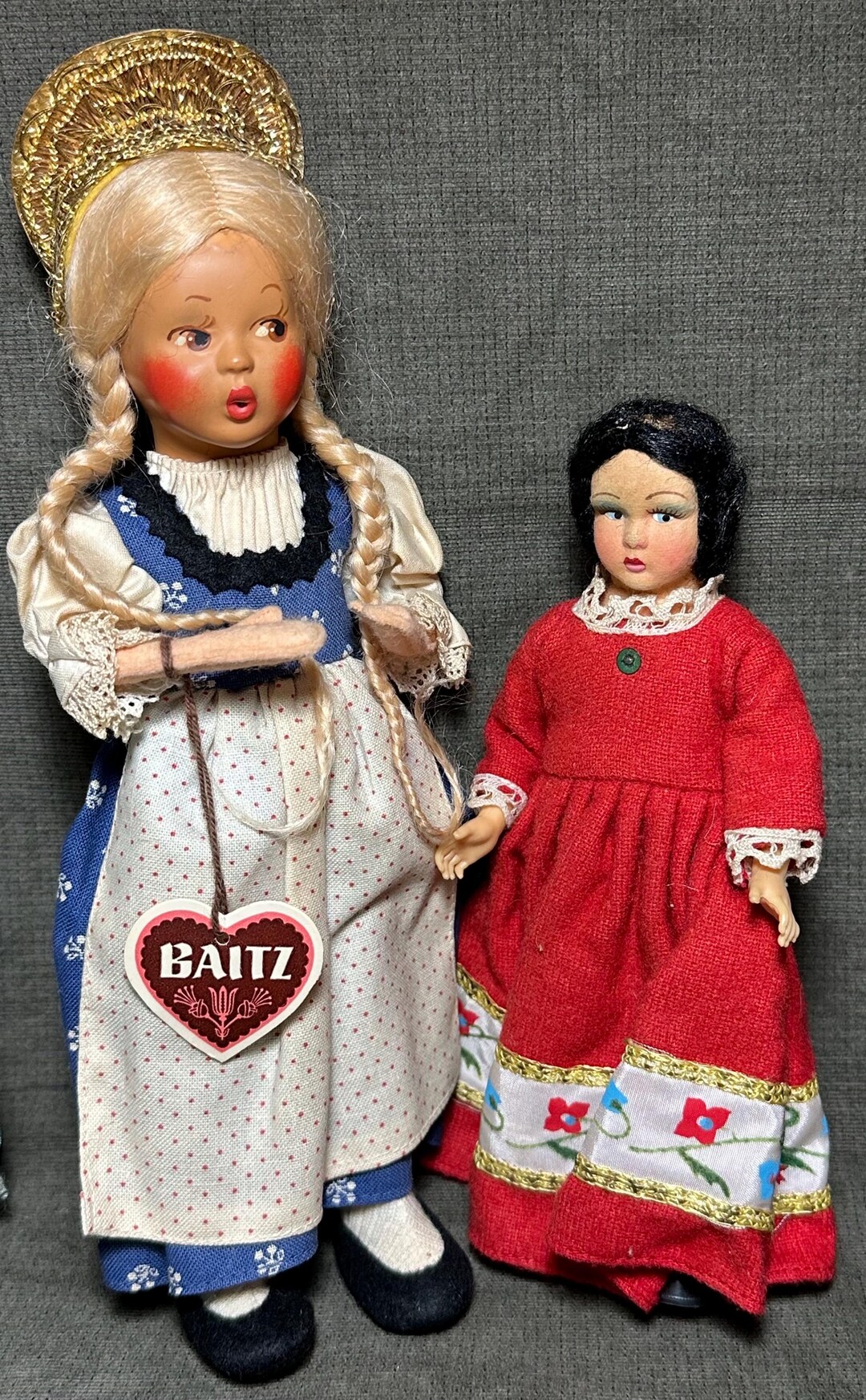 Vintage Baitz Doll Austria Braids Whistling Head Felt With Friend - Etsy