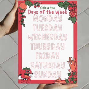Tomato Themed - Days of the Week Coloring Page - Printable Worksheet ...