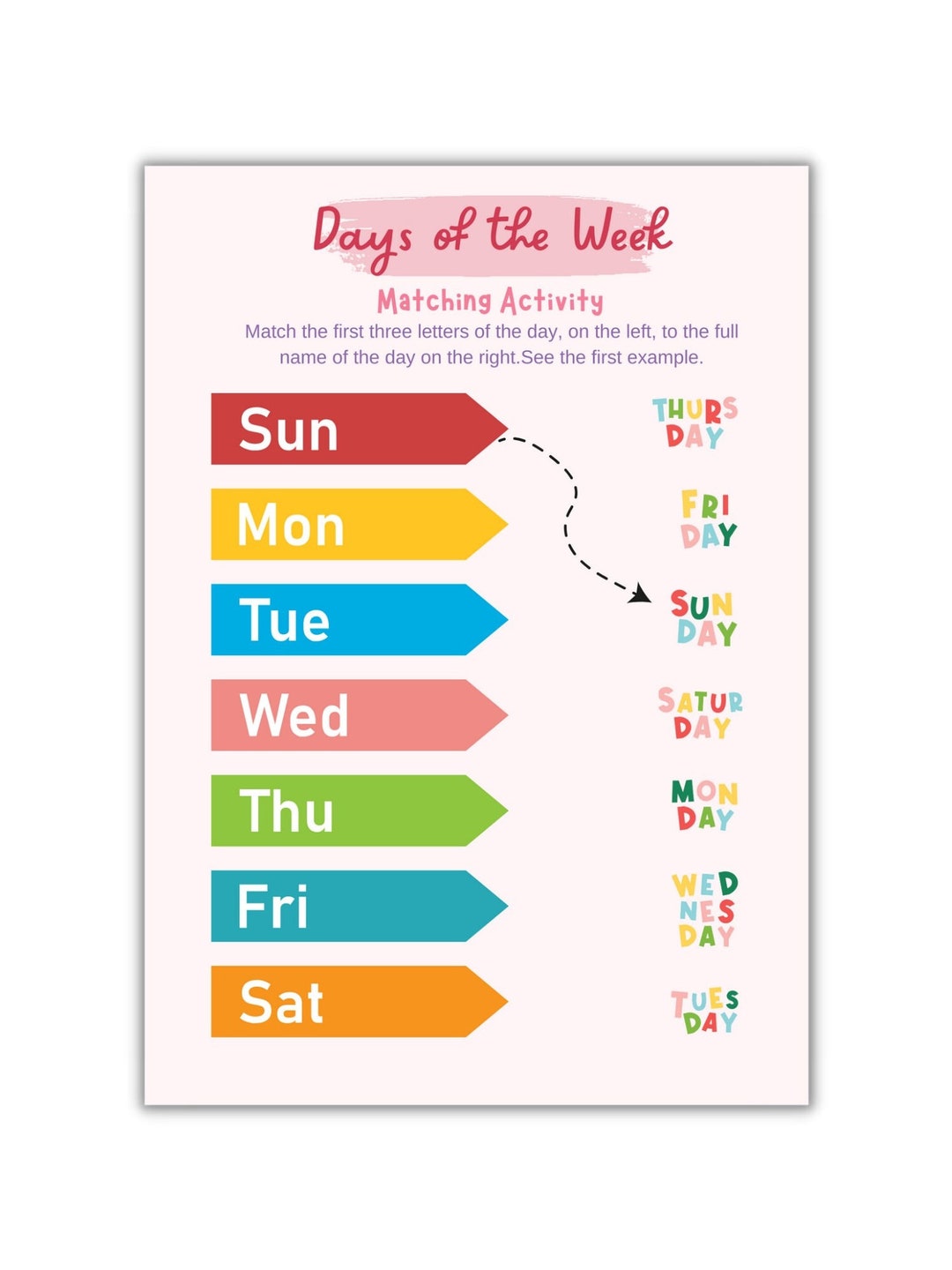 Fun and Engaging Day of the Week Matching Activity Printable - Etsy