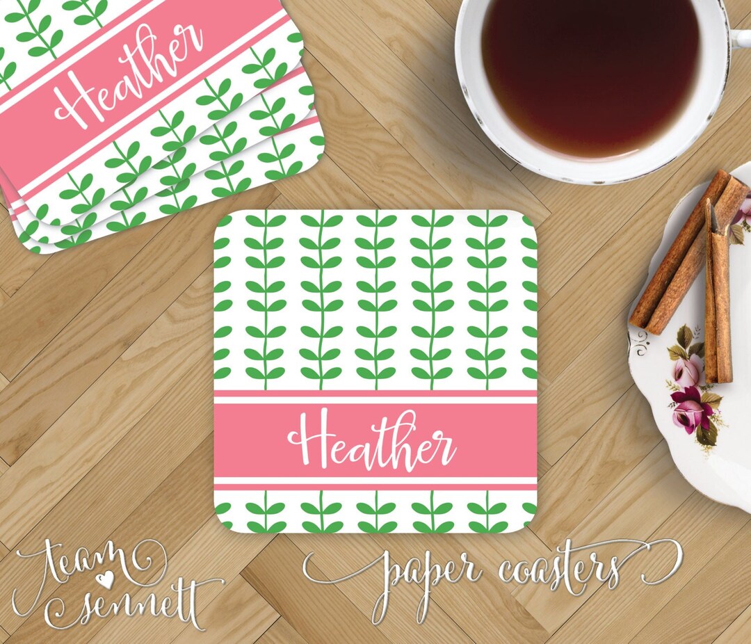 Vine Paper Coasters - Monogrammed Disposable Drink Coasters ...