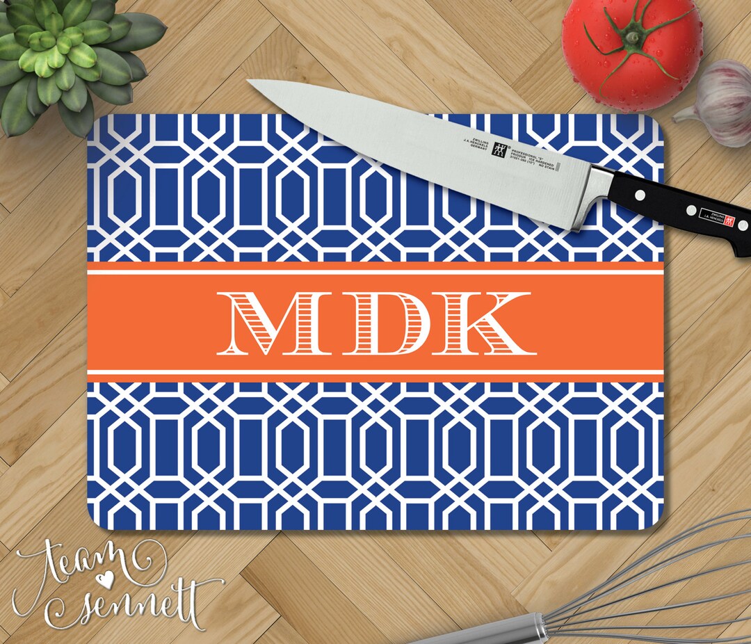 Octagon Monogrammed Glass Cutting Board - Personalized Geometric ...