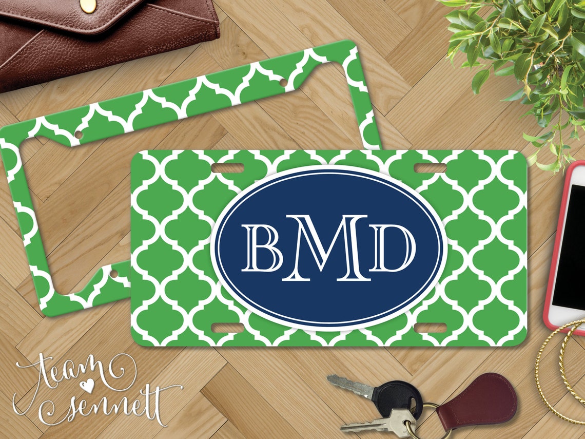 Moroccan Monogrammed License Plate Geometric Pattern - Etsy