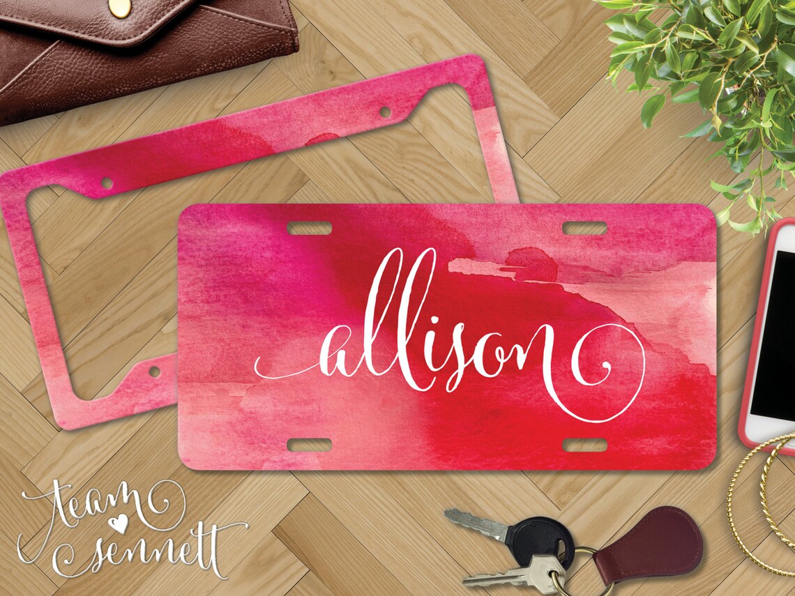 Watercolor Wash Personalized License Plate Painted Pattern - Etsy