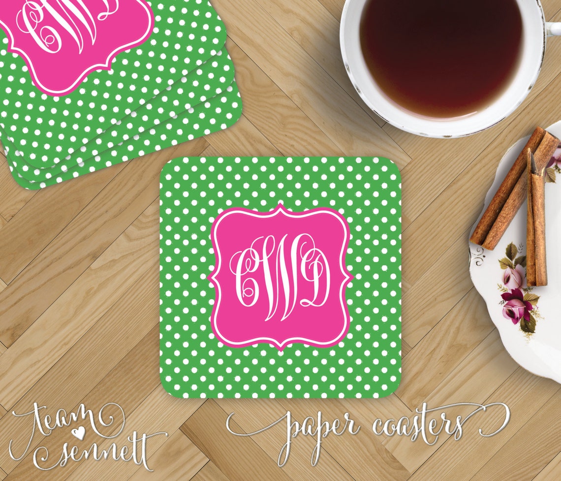 Swiss Dot Paper Coasters Monogrammed Disposable Drink - Etsy