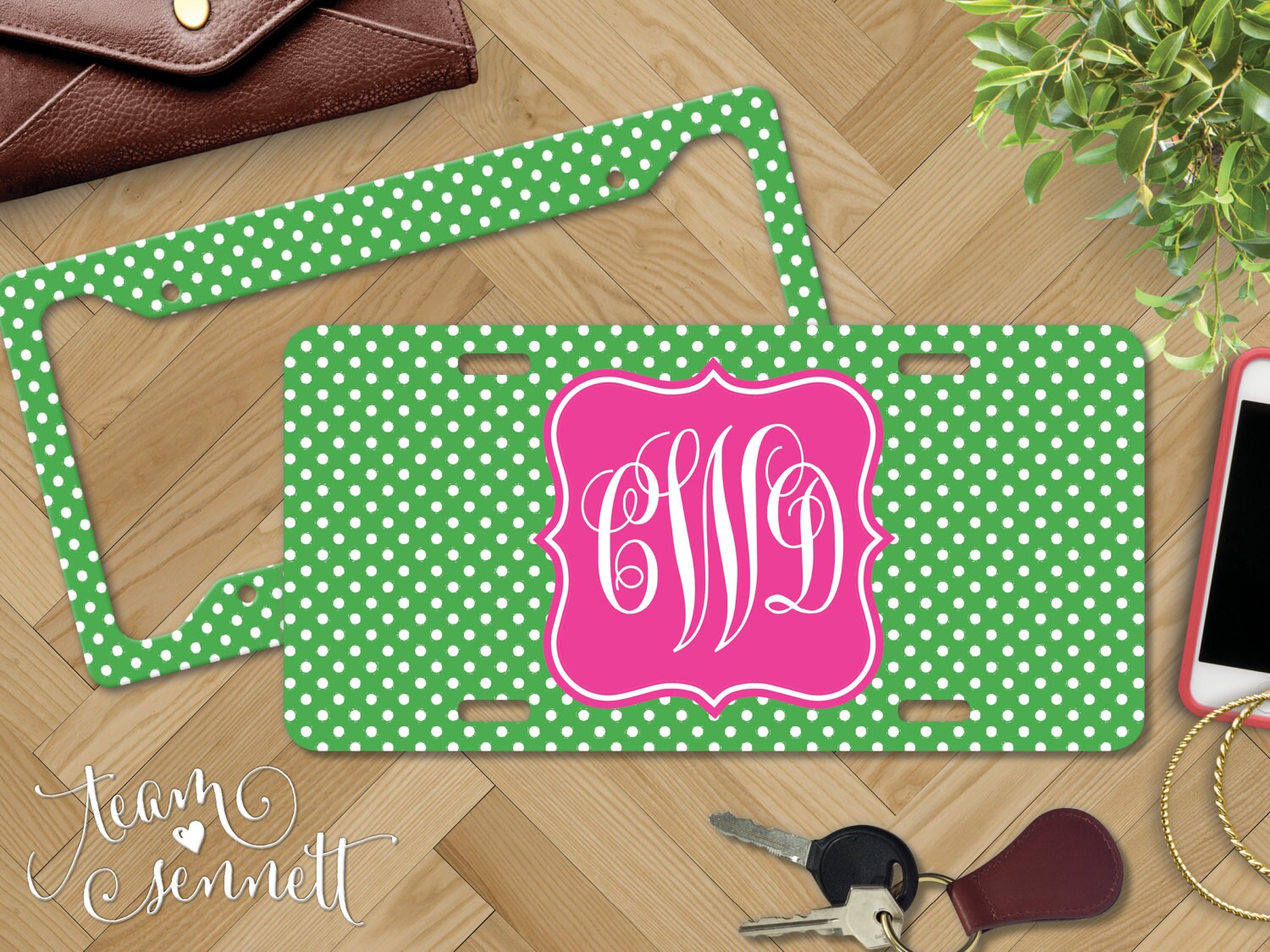 Swiss Dot Monogrammed License Plate Polka Dot Pattern | Etsy