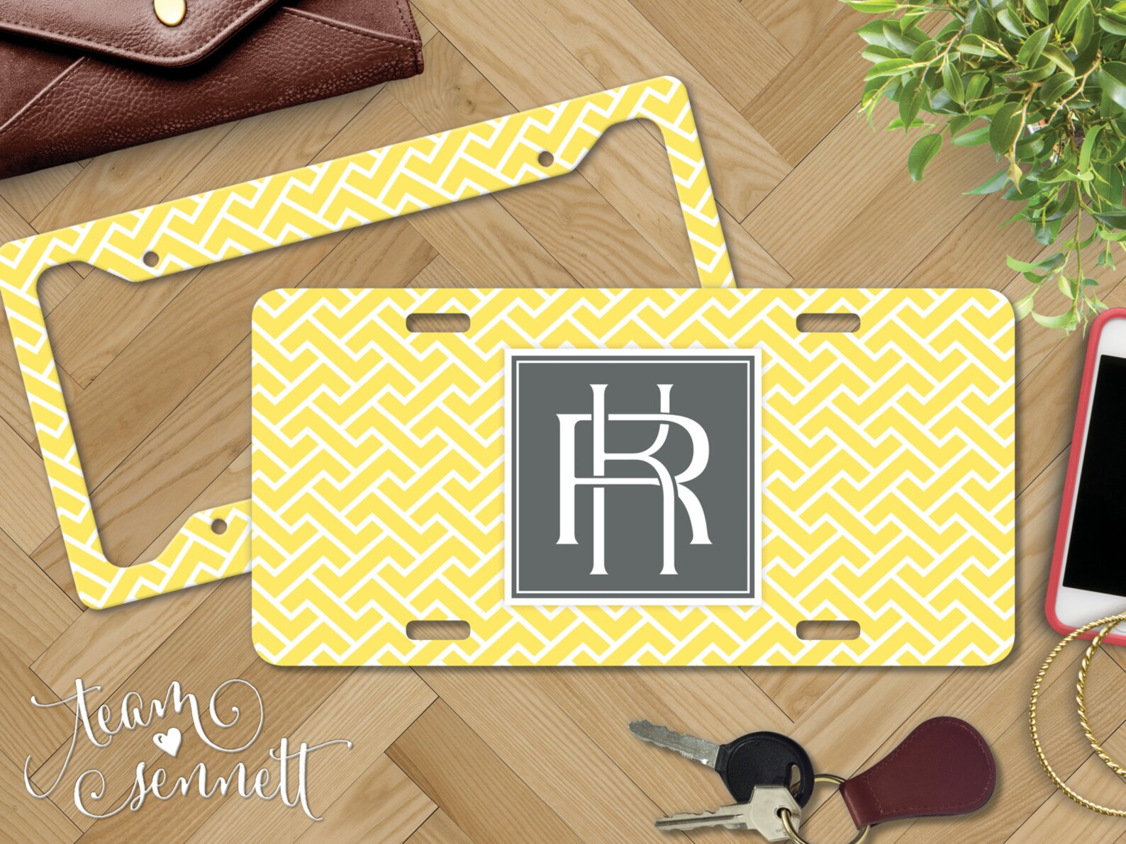 Zig Zag Monogrammed License Plate Geometric Pattern | Etsy