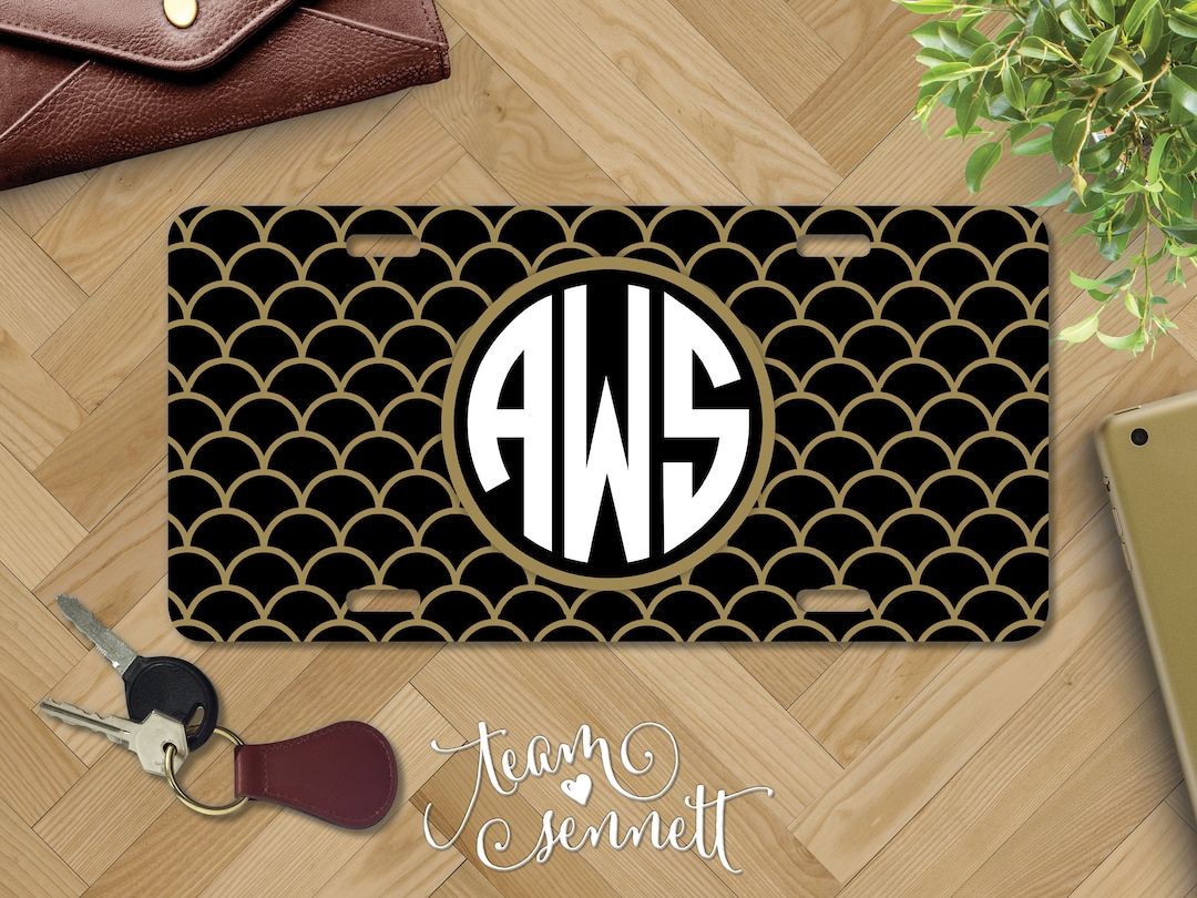 Deco Personalized License Plate - Art Deco Circle Pattern Monogrammed ...
