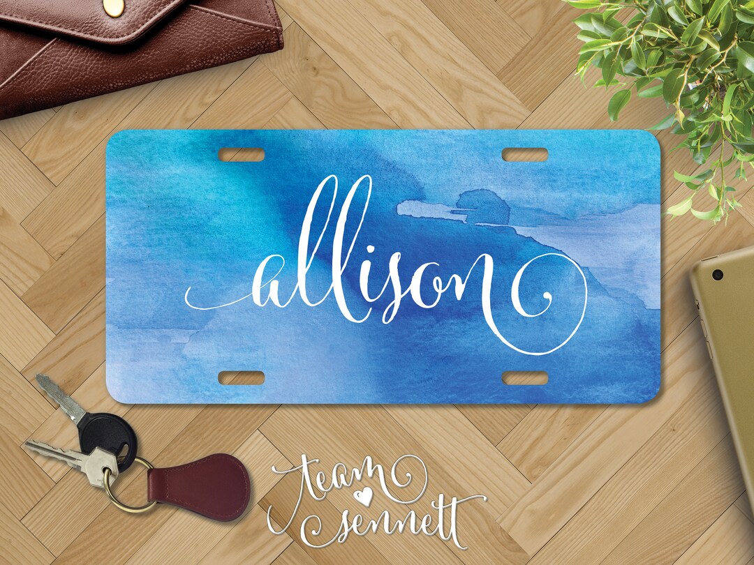 Watercolor Wash Personalized License Plate Painted Pattern - Etsy