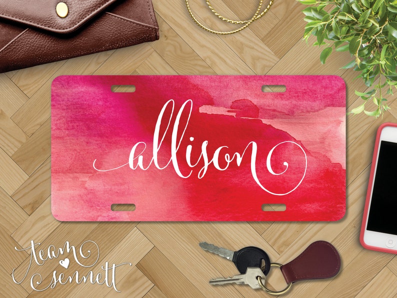 Watercolor Wash Personalized License Plate Painted Pattern - Etsy