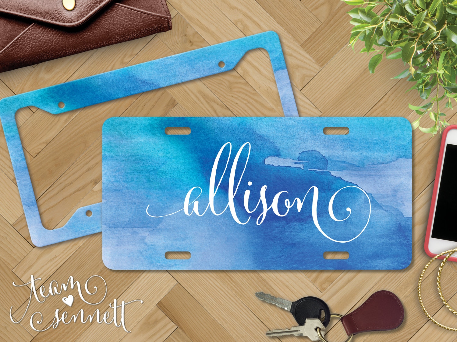 Watercolor Wash Personalized License Plate Painted Pattern - Etsy