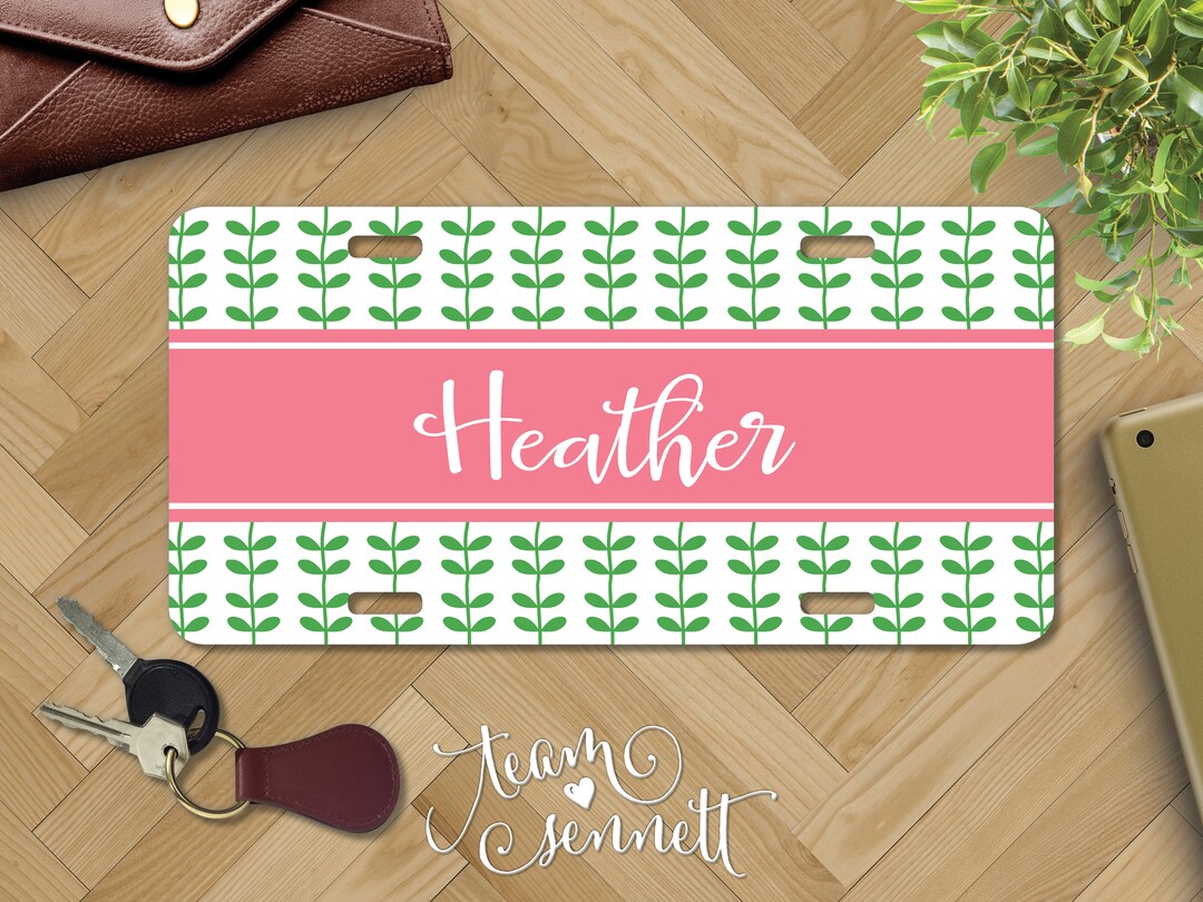 Vine Personalized License Plate - Botanical Pattern Monogrammed ...