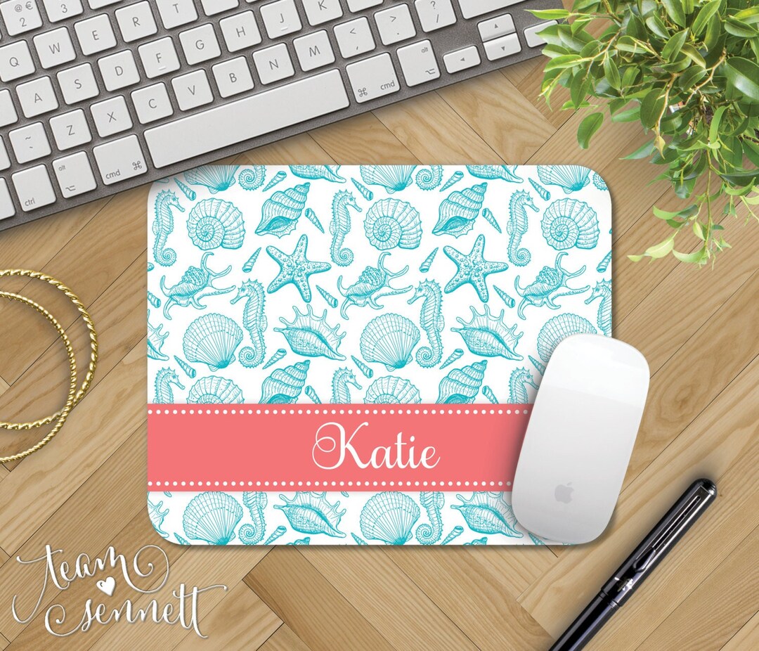 Seashells Personalized Mousepad - Nautical Monogrammed Mouse Pad ...