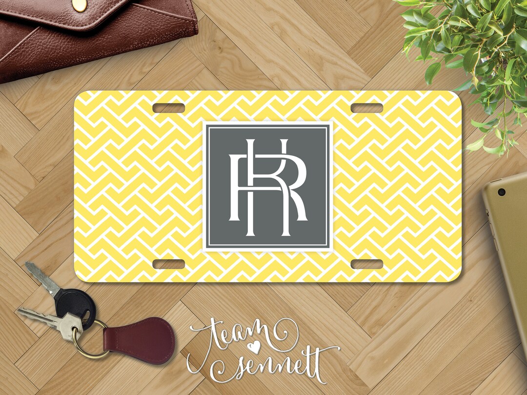 Zig Zag Monogrammed License Plate - Geometric Pattern Personalized ...