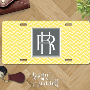 Zig Zag Monogrammed License Plate Geometric Pattern Personalized ...